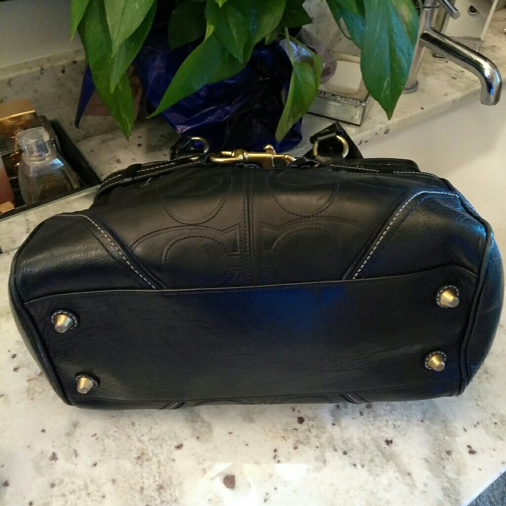 Authentic Coach Stitch Monogram Leather Handbag - Gem